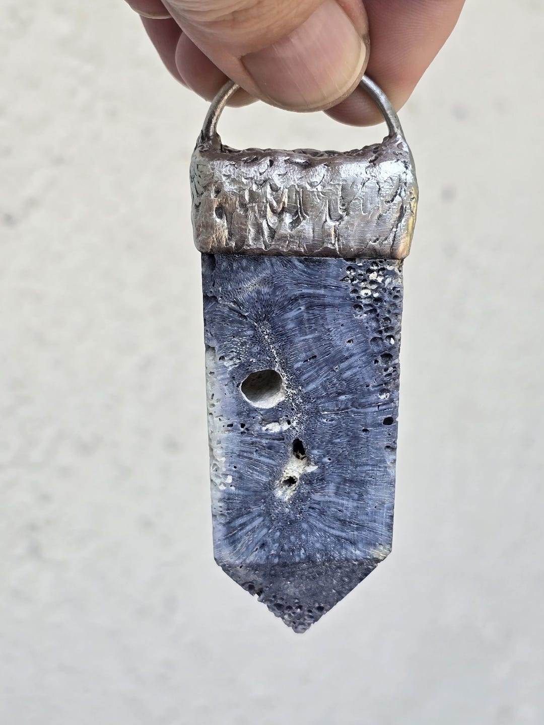 Blue Coral Fossil Pendant - Etsy