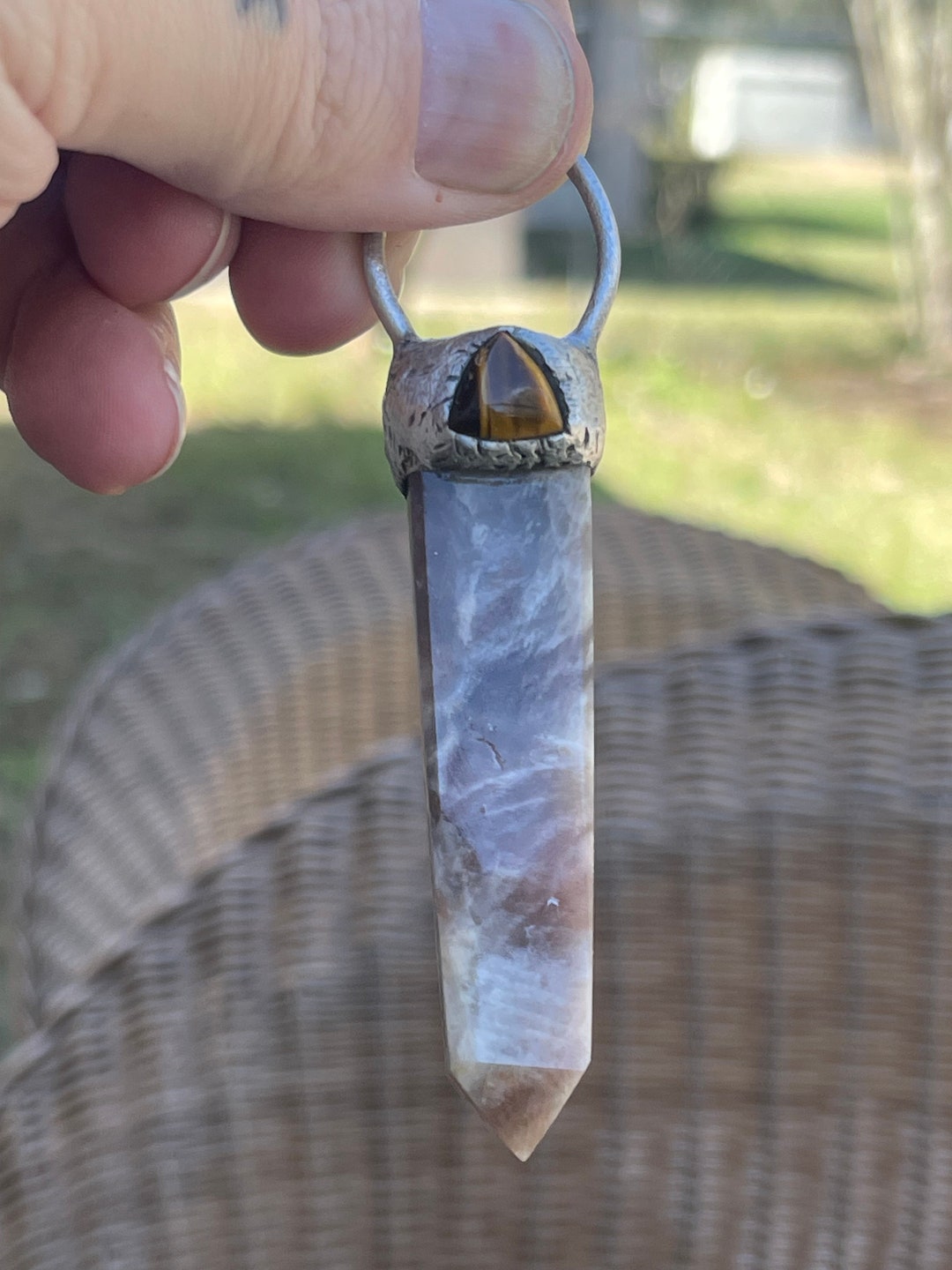 Rainbow Moonstone / Golden Sunstone With Tigers Eye Pendant - Etsy