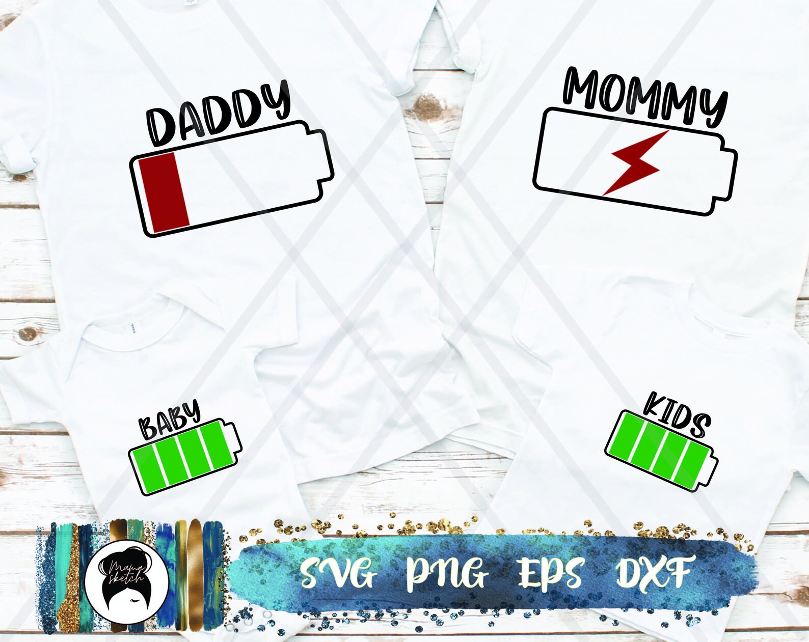 Family Battery Bundle svg Family svg Baby Battery Mom | Etsy
