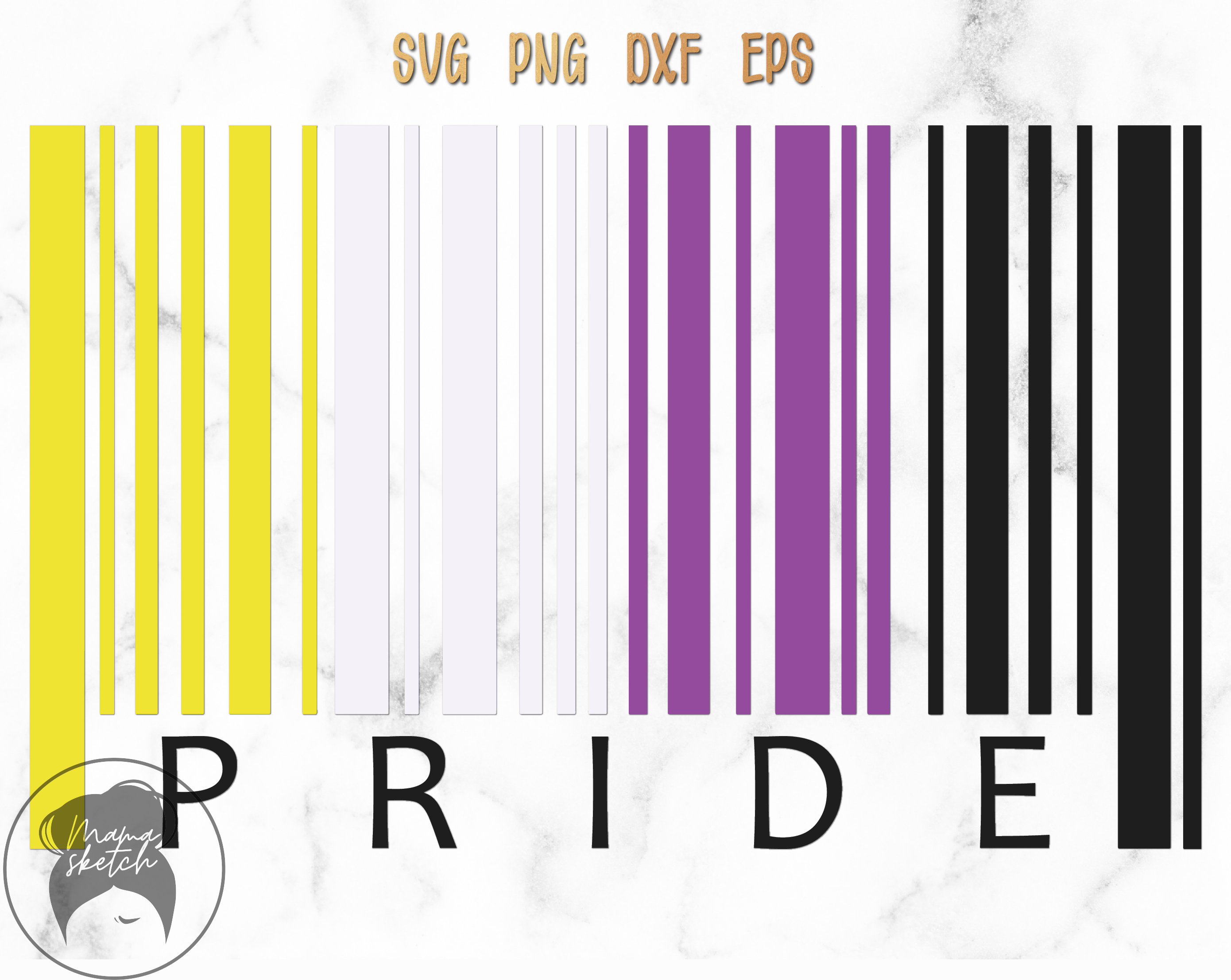Non-binary Pride Barcode Svg Png Eps Dxf, Pride Barcode, LBGTQ Digital ...