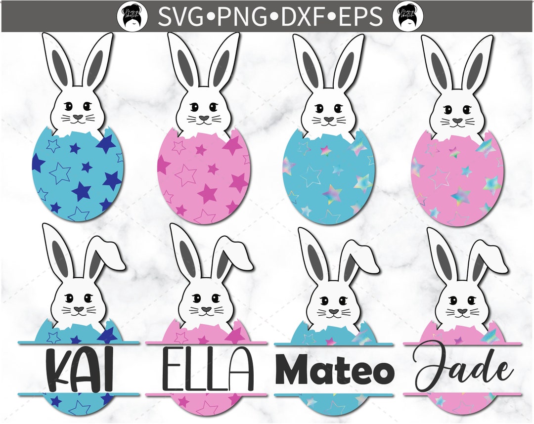 Easter Bunny Bundle Svg Png Dxf Eps, Rabbit Split, Bunny Svg, Egg Shell ...