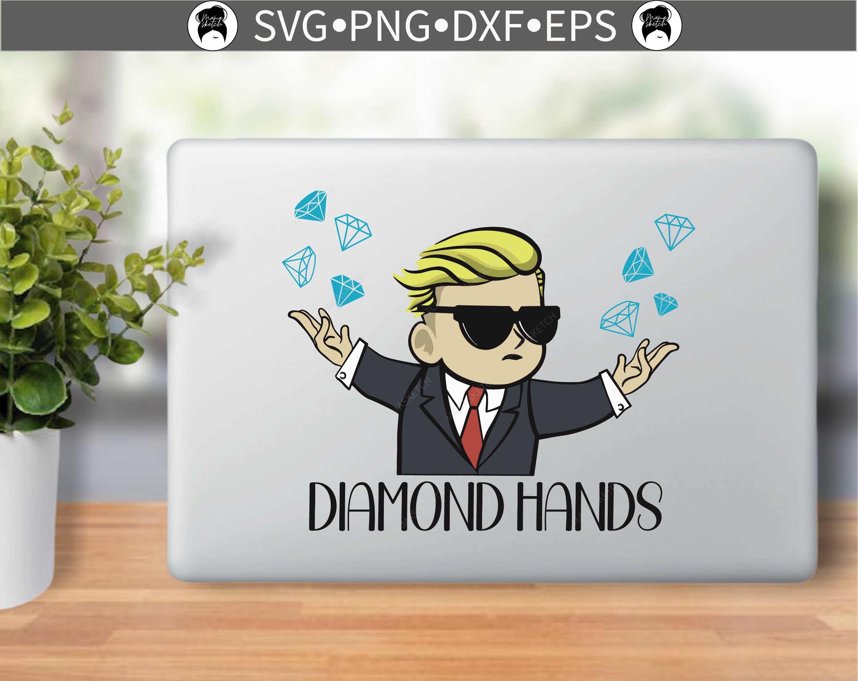 Wallstreet Bets Diamond Hands Svg Png Dxf Eps, WSB With Holographic ...