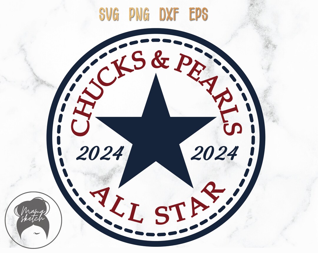 Chucks and Pearls All Star Svg Png Dxf Eps, Kamala Harris, Chuck and ...