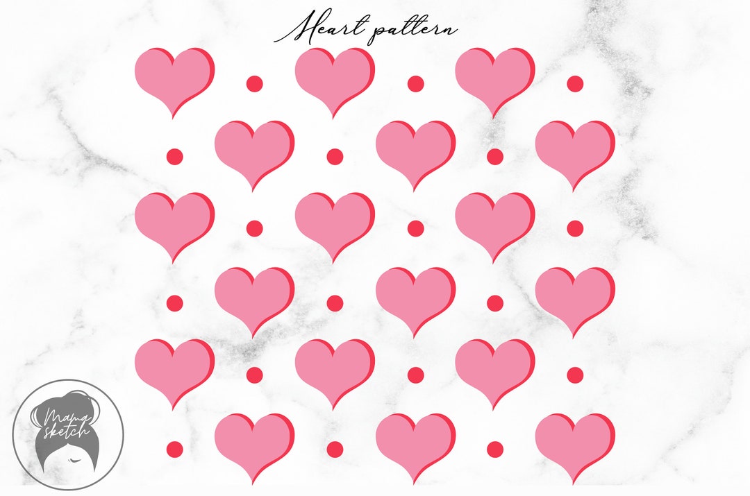 Heart Pattern Svg Png Eps Dxf, Valentine's Day Digital Files, Love ...