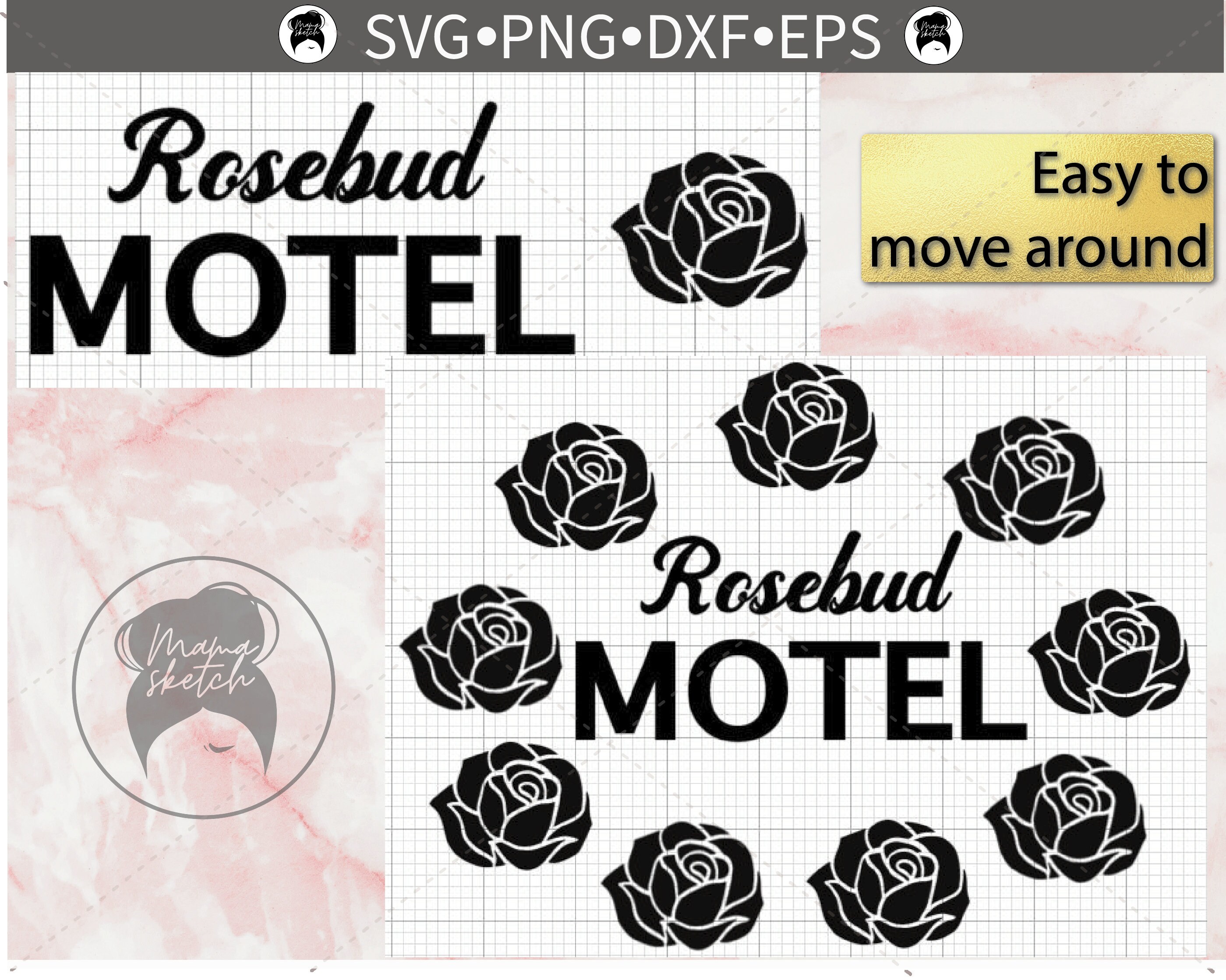 Rosebud Motel With Rose Drawing Svg, Pop Culture Svg, Rose Flowers ...