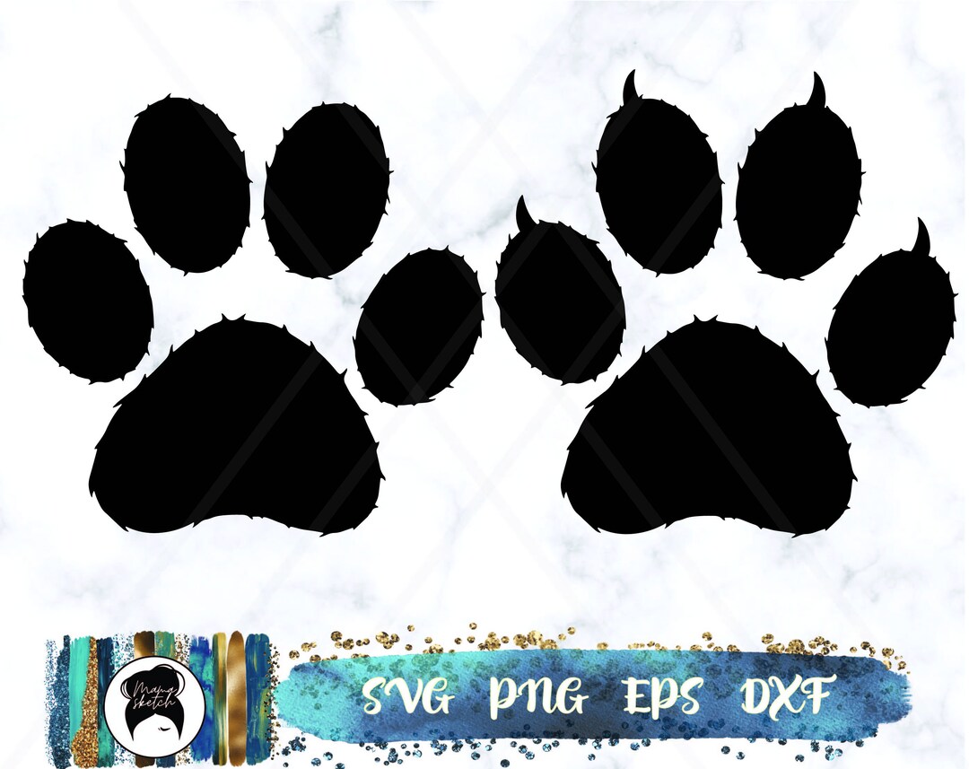 Fuzzy Dog Paw Print Svg, Fuzyy Cat Paw Print Svg, Bundle Paws Svg, Pet ...