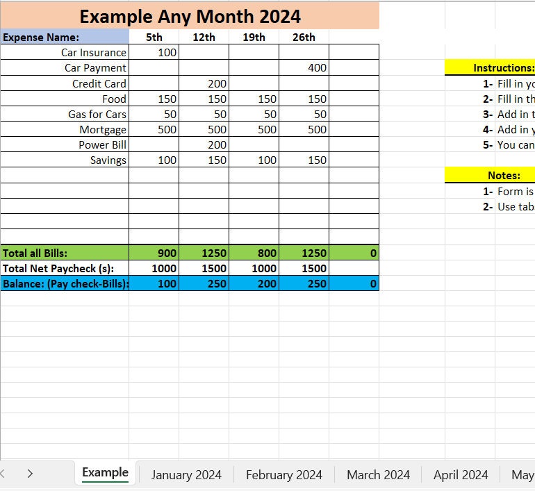 12 Month Budget Spreadsheet for 2024 - Etsy