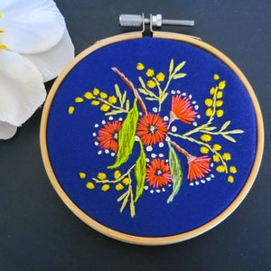 Australian Native Hand Embroidery Art, Flower, Wattle, Gumleaf, Wall ...