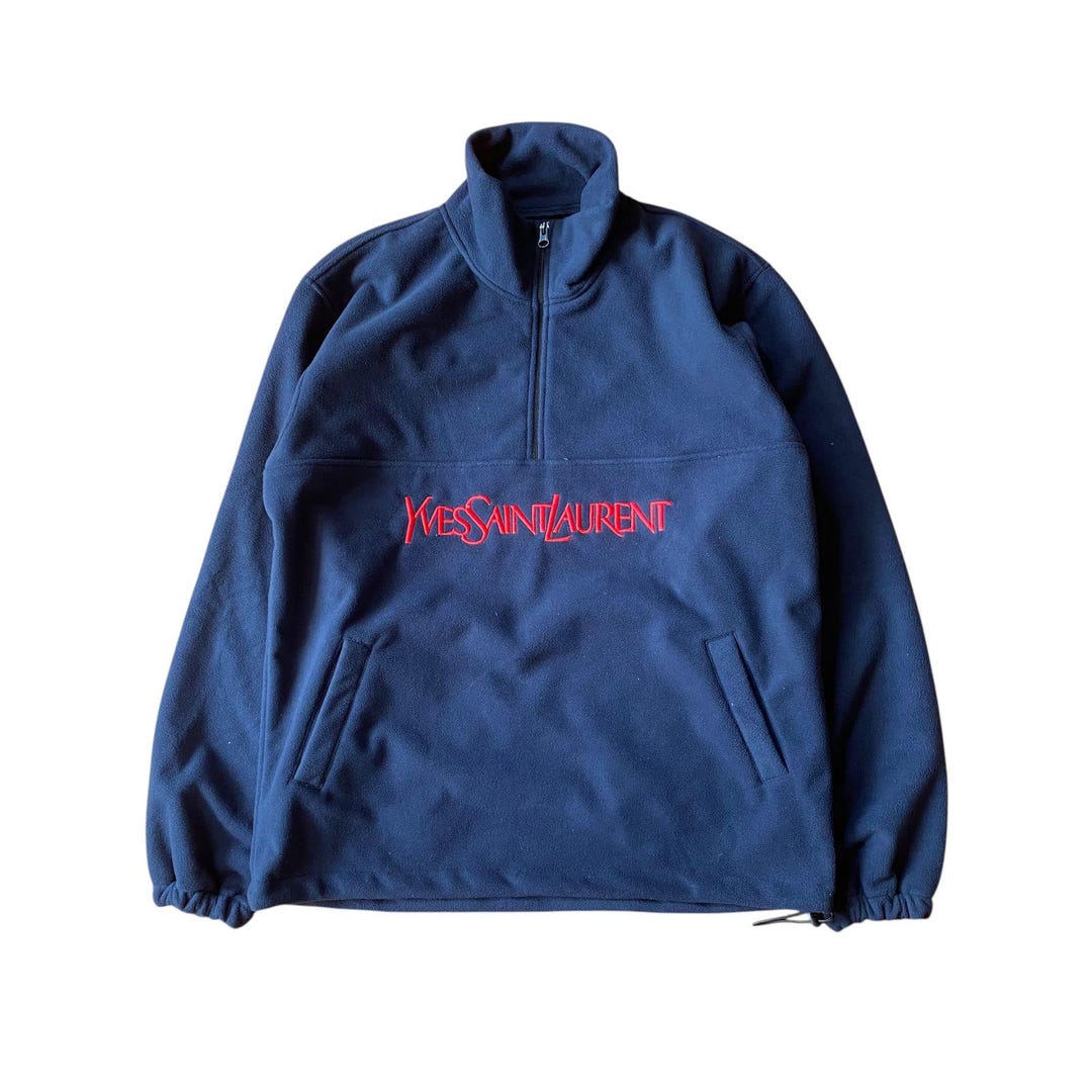 Vintage YSL Big Embroidery Logo Half Zipper Fleece Jacket - Etsy