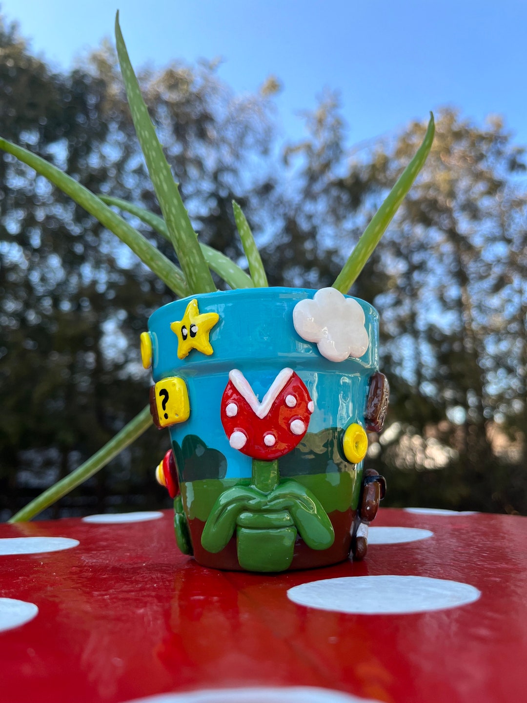 Super Mario Planter, Handmade Handpainted Flowerpot, Gaming Nintendo ...