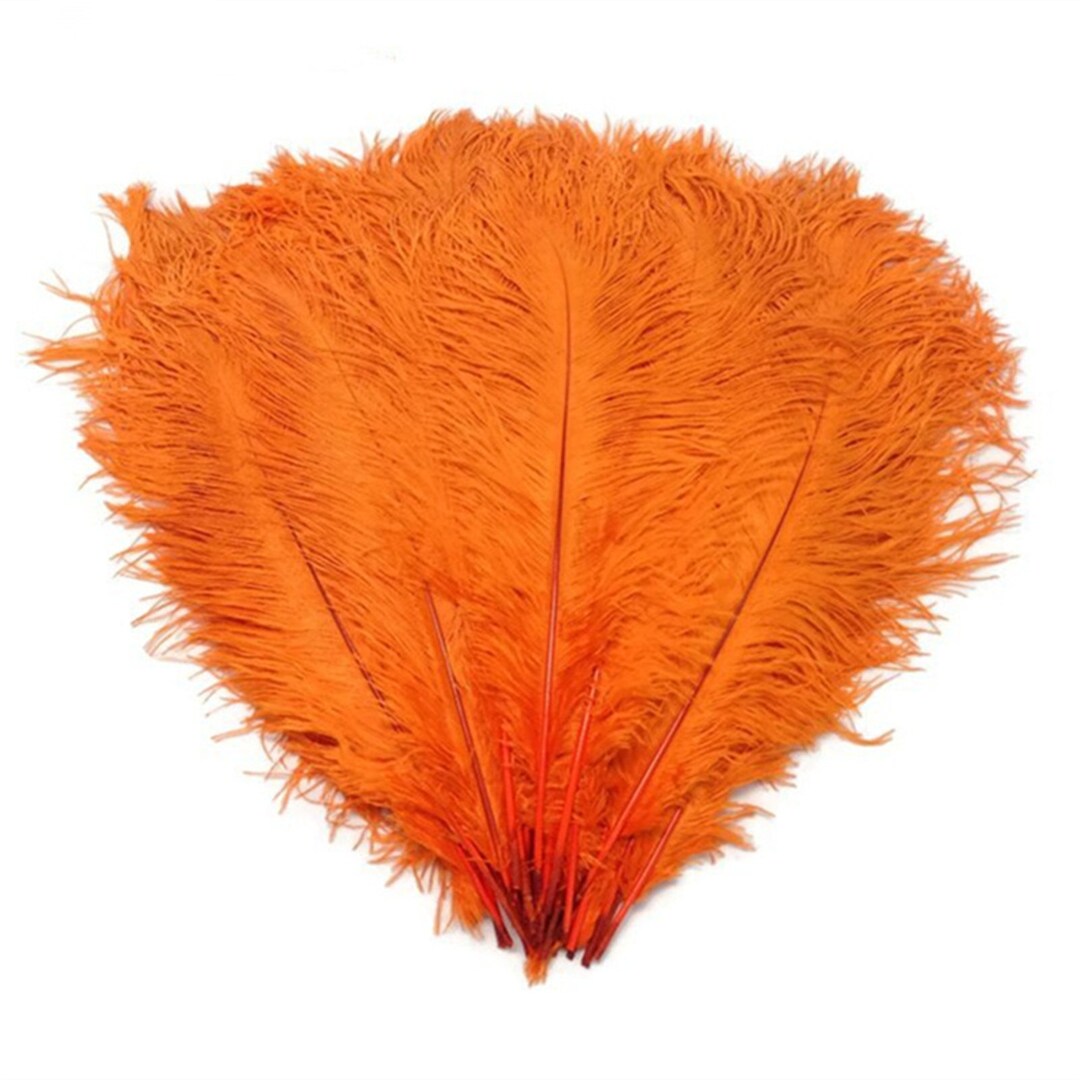 Romantic Orange Ostrich Feathers 100pcs Wedding Decoration Handmade Diy ...