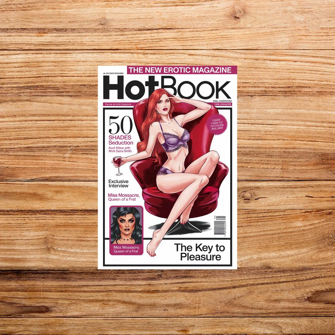 Erotic Magazine Cover Art Provocative Redhead Pin-up Girl in Red Chair Poster 387 - Etsy