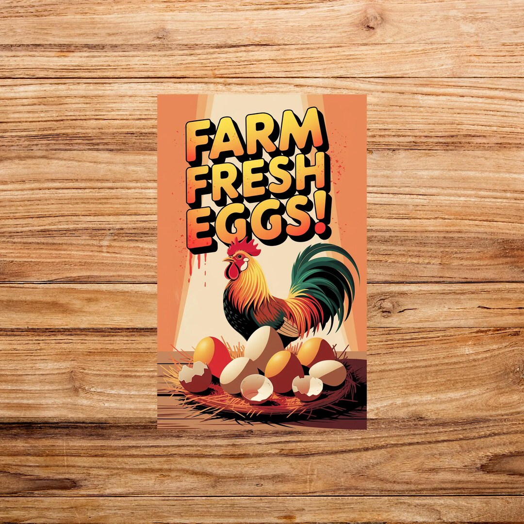 Vintage Farm Fresh Eggs Rooster Sign Retro Novelty Wall Art Decor Sign ...