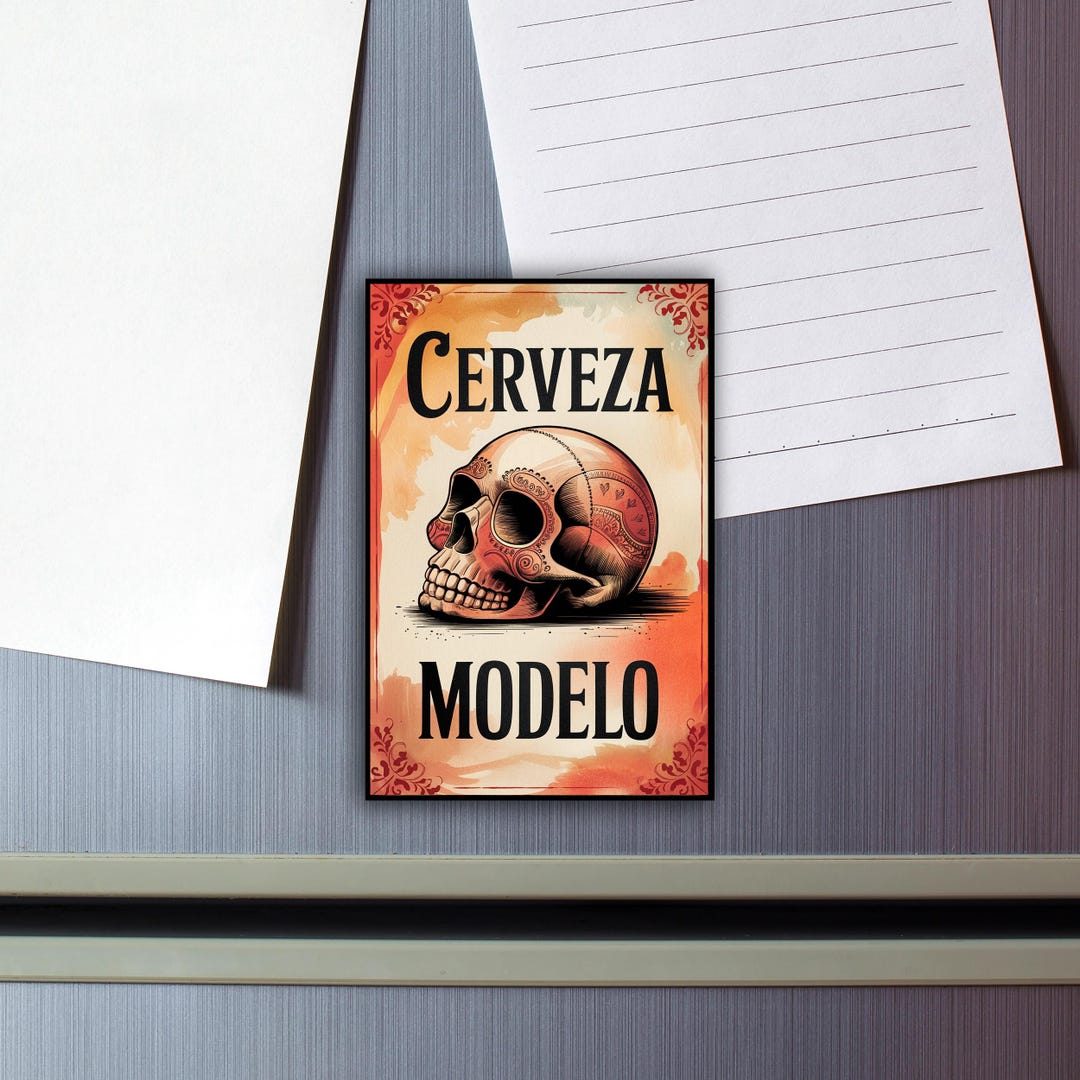 Cerveza Modelo Skull Magnet Day of the Dead Decor Gift for Beer Lovers ...
