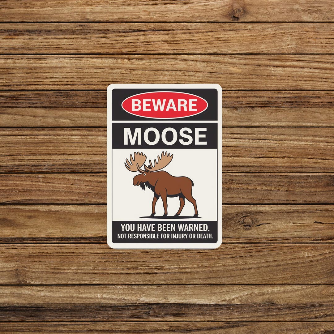 Beware Moose Funny Outdoor Warning Sign, Not Responsible for Injury 78 ...