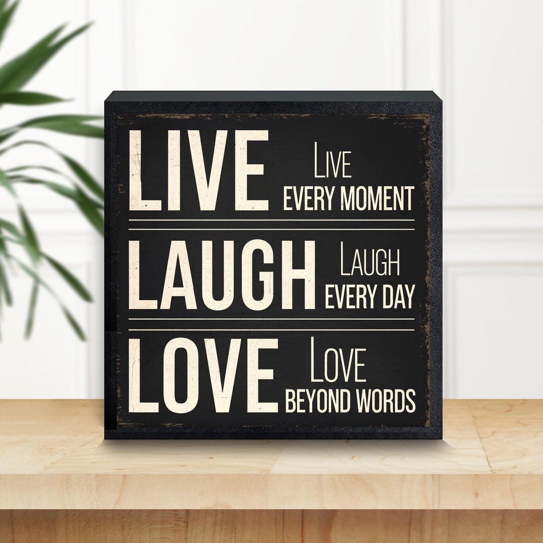 Live Laugh Love Box Sign 8x8 Inch Inspirational Wall Art for Home, Desk ...