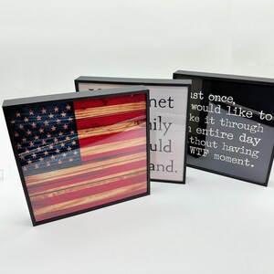 Rustic American Flag Desk Sign 8x8 Patriotic Decor for Home or Office ...