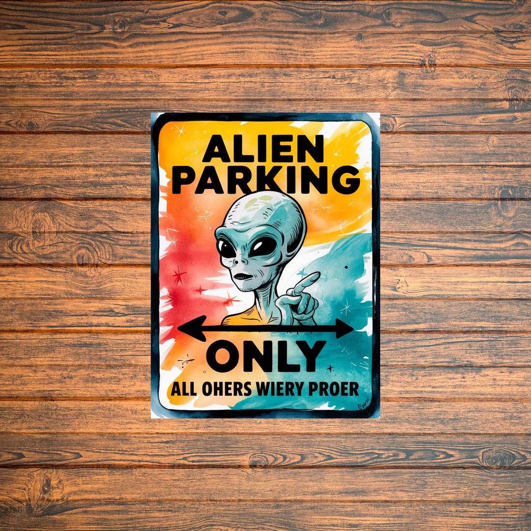 Alien Parking Only Novelty Sign Sci-fi Space Geek Home Decor Wall Art ...