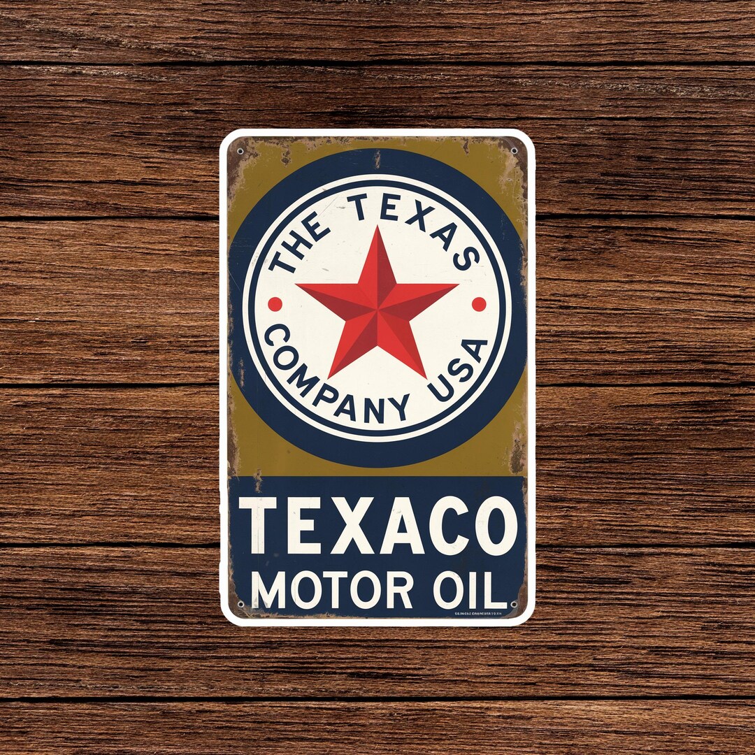 Vintage Texaco Motor Oil Gas Station Sign Retro Garage Decor Tin Sign ...