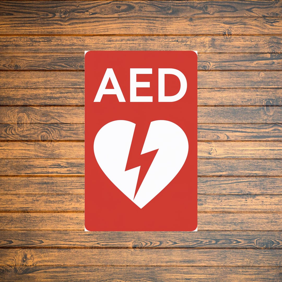 AED Heart Symbol Vinyl Sign for Automated External Defibrillator Signs ...