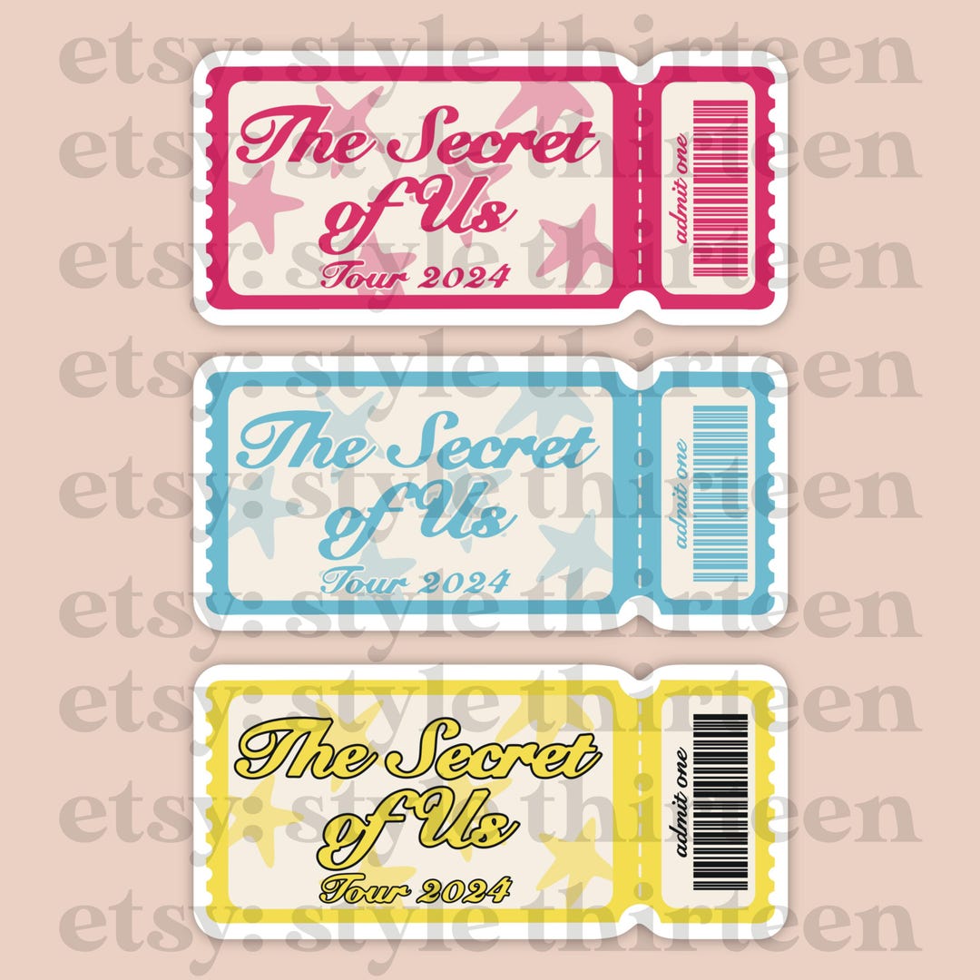 Tsou Tour Ticket Stickers | Gracie Abrams, Tsou, the Secret of Us - Etsy