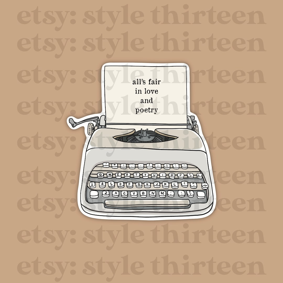Love and Poetry Typewriter Vinyl Sticker | Ttpd, the Tortured Poets ...