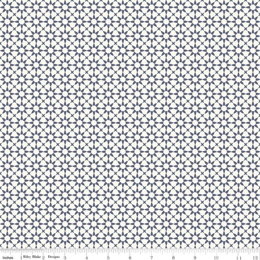 Gingham Foundry Stars Cream, Gingham Fabric, Navy Star Fabric by My ...
