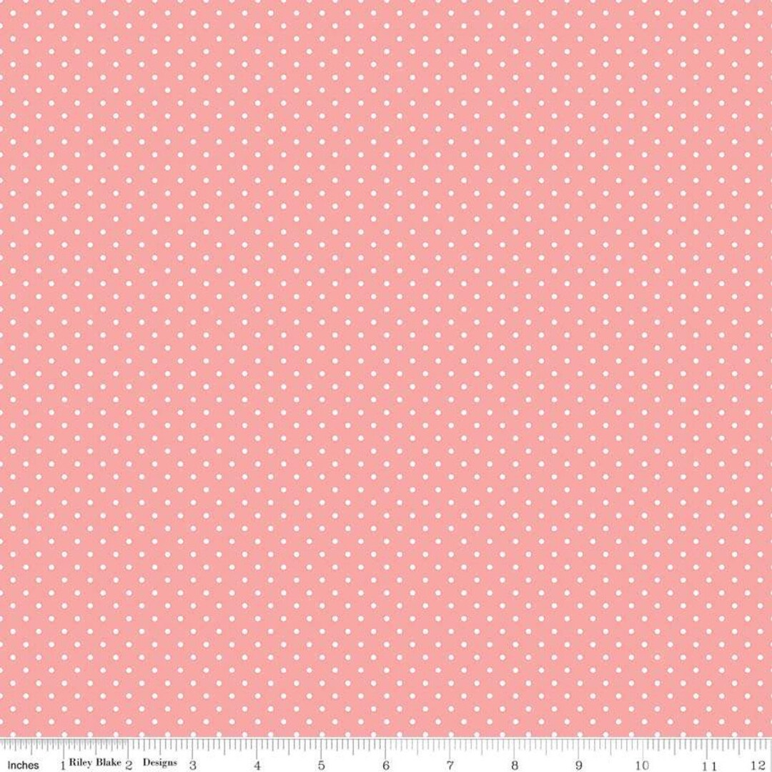 White Swiss Dots on Coral, Coral Polka Dot Fabric by Riley Blake Cotton ...