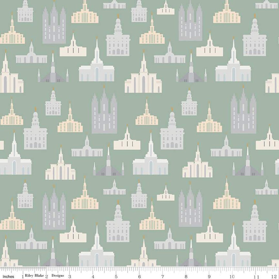 Called to Serve Temples on Sage, LDS Temple Fabric Cotton Fabric Sold ...