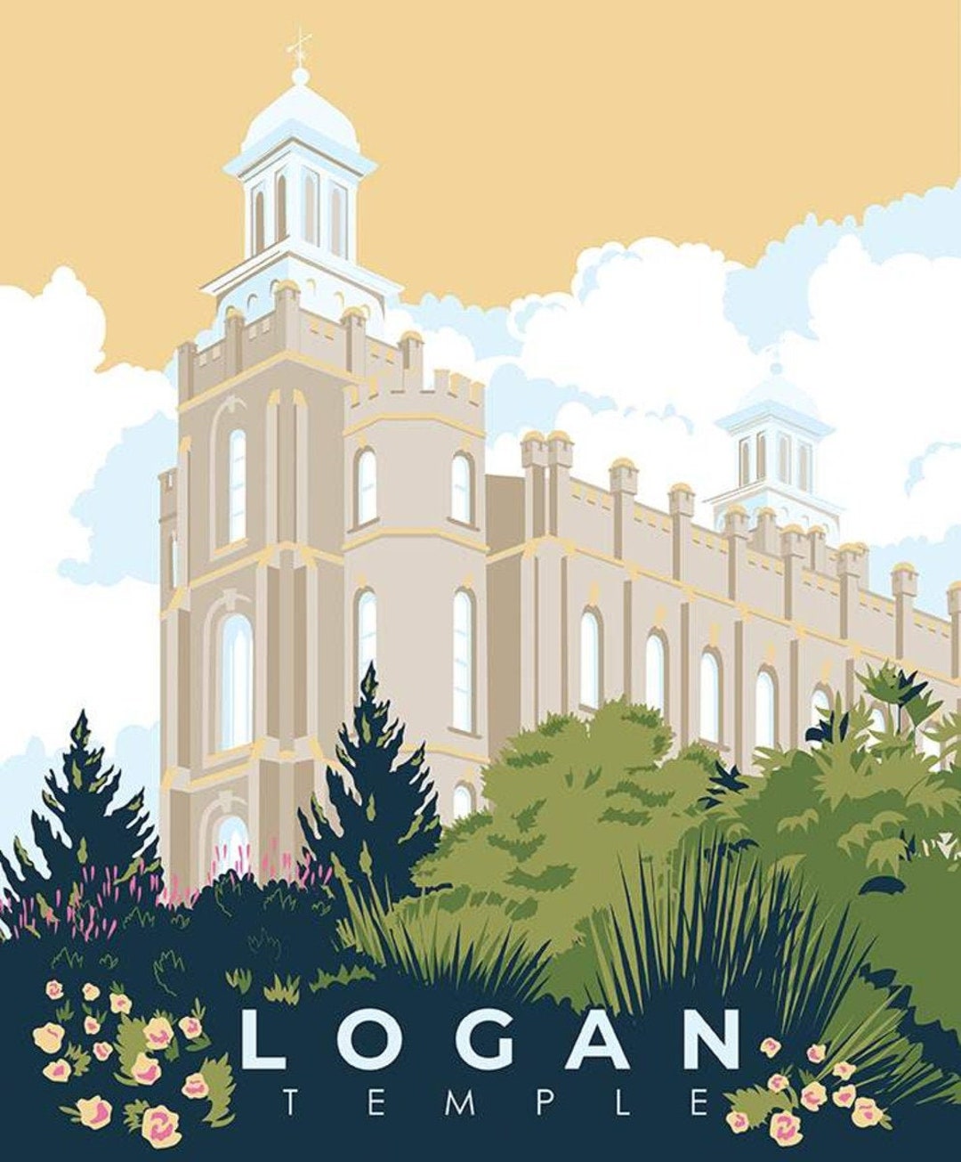 Logan Temple Panel, LDS Temple Panel - High Quality Quilting Cotton ...