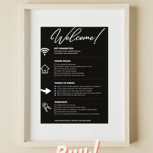 Editable Airbnb Welcome Guide Signage, Printable Short Term Rental ...