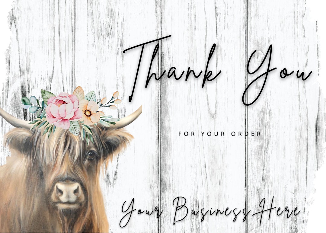 Thank You Card - Farmhouse Cow,printable Thank You Card, Canva - Etsy