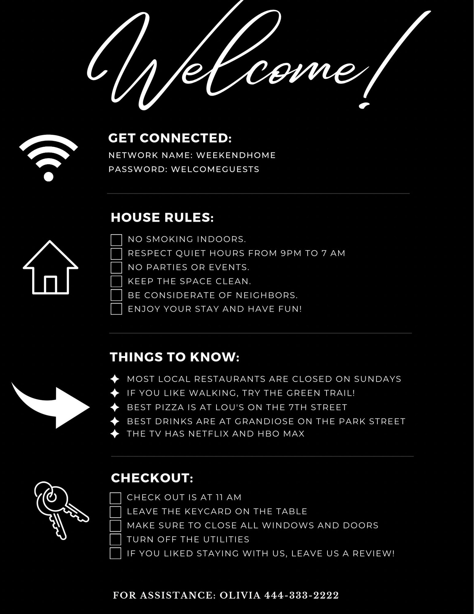 Editable Airbnb Welcome Guide Signage, Printable Short Term Rental ...