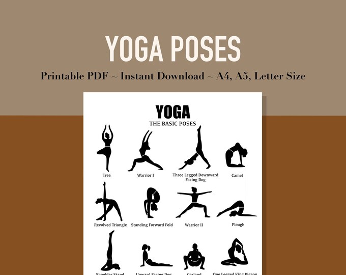 Printable Yoga Poses Downloadable Yoga Poster Instant Download Yoga ...
