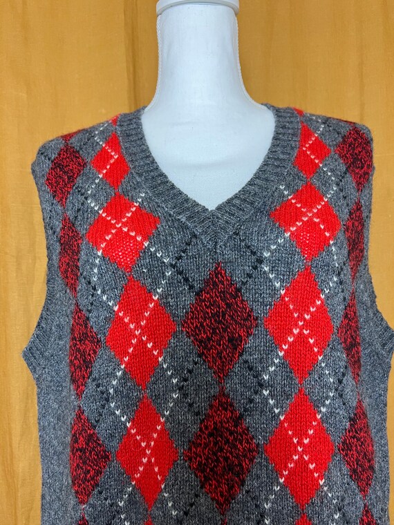 Wool Vest Vintage Diamond Pattern Wool Vest - Gem