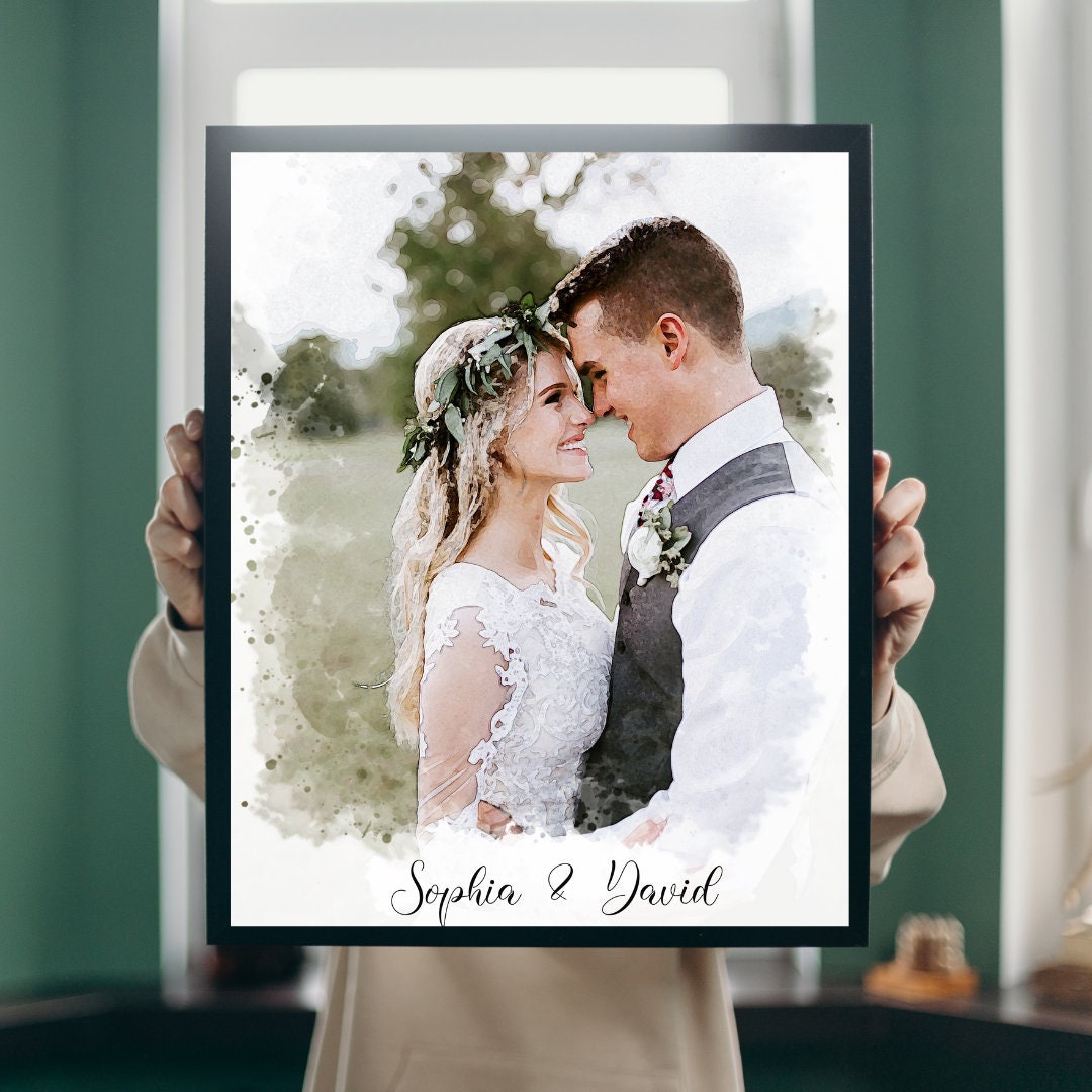 Watercolor Custom Portrait From Photo Unique Anniversary Gift ...