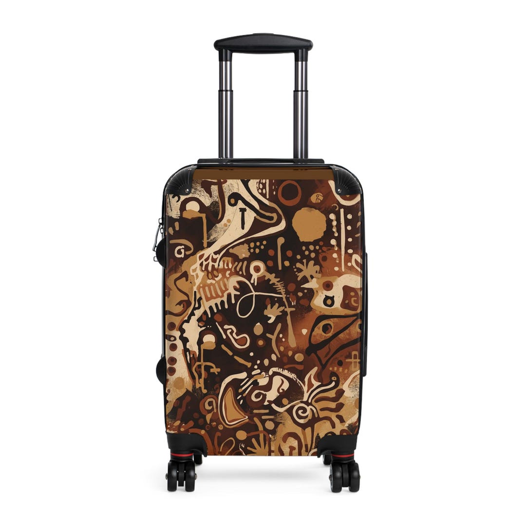 Abstract Brown Tribal Pattern Suitcase | Vintage Travel Luggage Cover ...