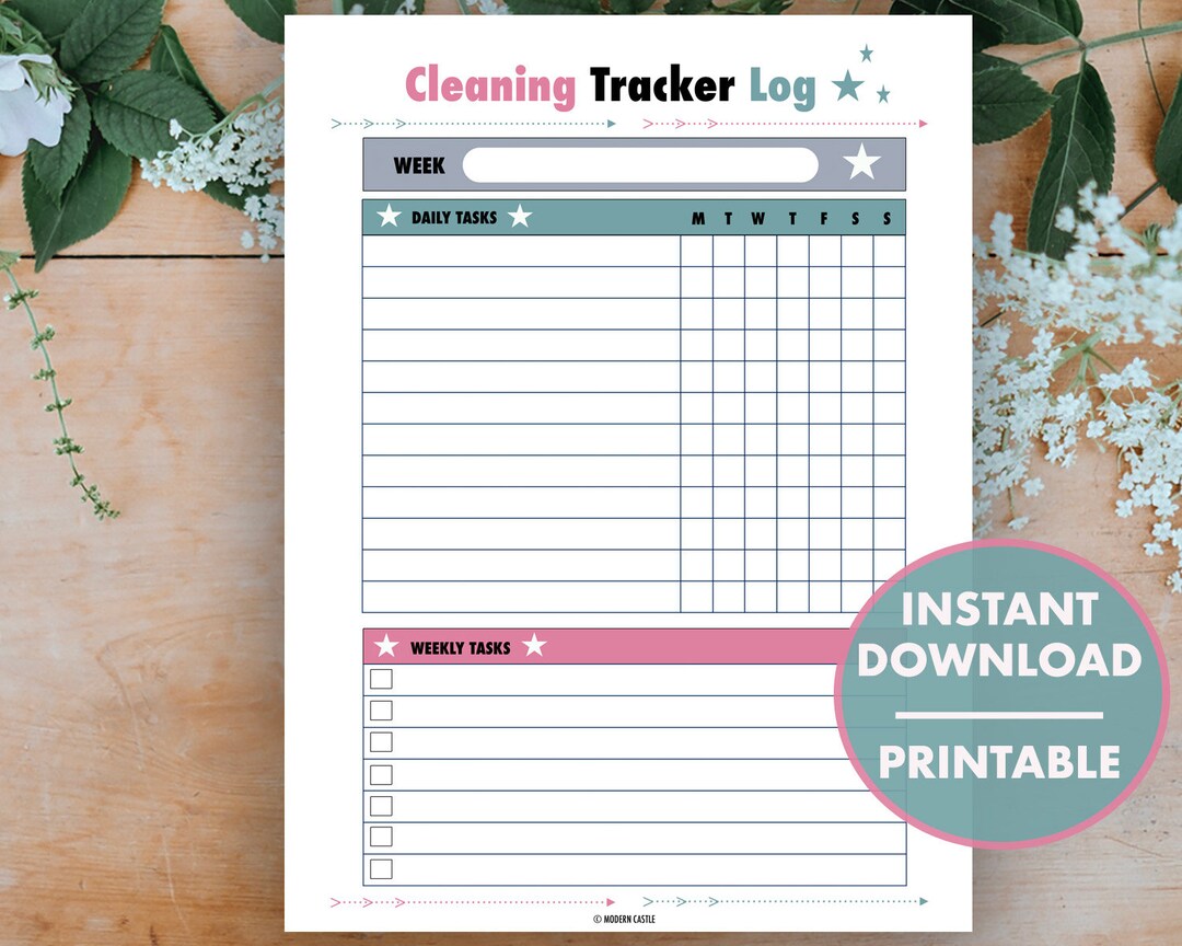 Cleaning Tracker Log , Cleaning Checklist, Daily Cleaning, Weekly ...
