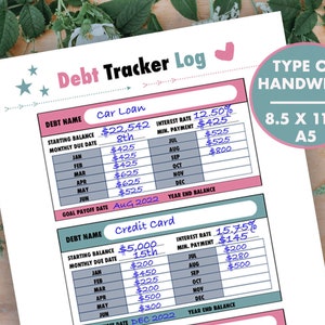 Debt Payment Tracker Log, Monthly Debt Worksheet, Debt Planner ...