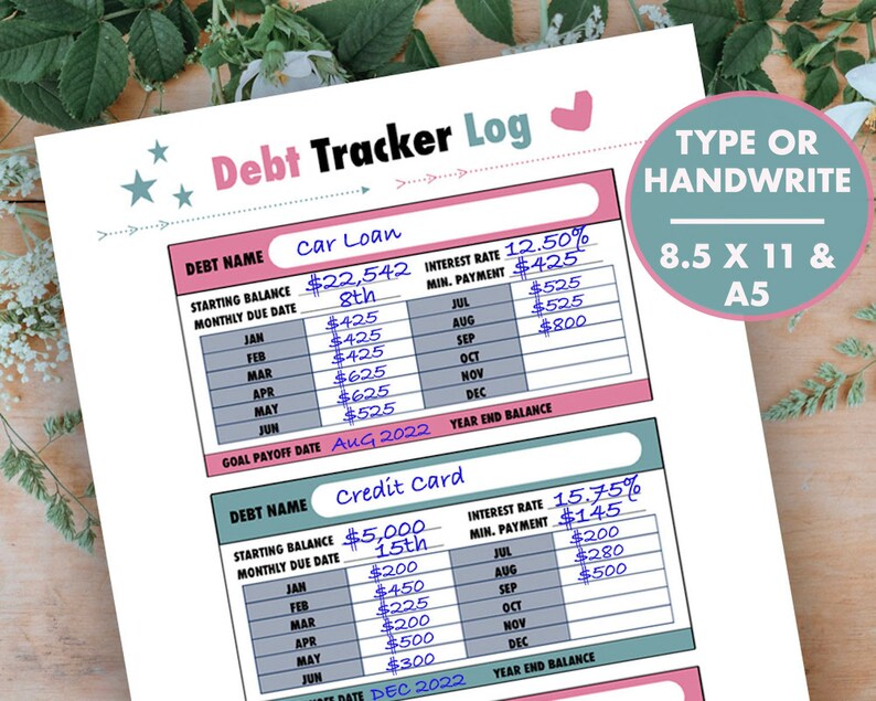 Debt Payment Tracker Log, Monthly Debt Worksheet, Debt Planner ...