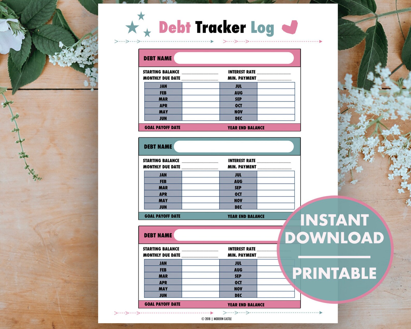 Debt Payment Tracker Log, Monthly Debt Worksheet, Debt Planner ...