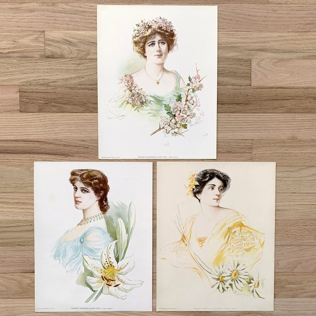 Set of 3 Authentic Victorian Lithographs Eminent Actresses 10 X 12.75 ...