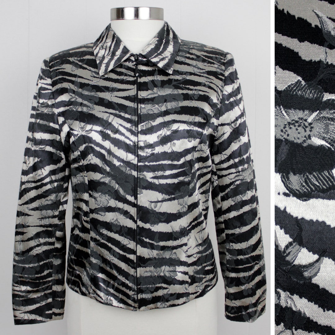 Vintage 90s Giancarlo Ferrari Zebra Stripe Satin Jacket // Retro 1990s ...