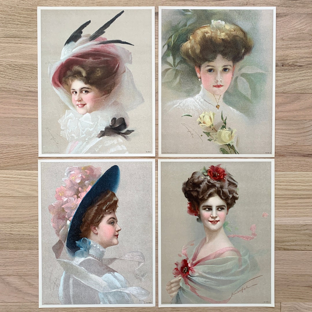Set of 4 Authentic Victorian Lithographs Fashion Portraits 10 X 12.75 ...