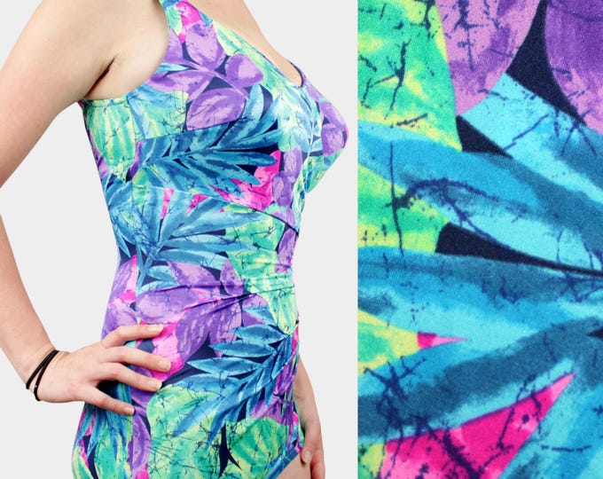 Vintage La Playa Floral One Piece Swimsuit // Retro 1990s Skirted ...