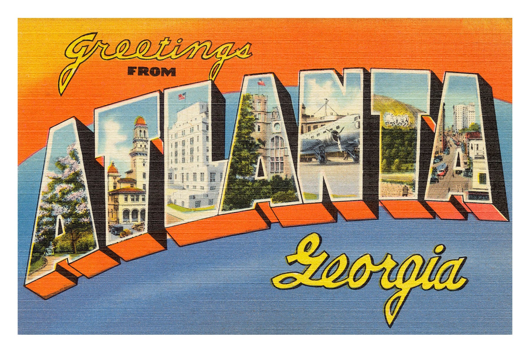 Vintage Inspired Atlanta Postcard Choose Your Quantity: 1 - Etsy