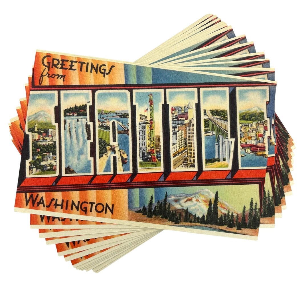 Seattle Postcards | Choose Your Quantity: 1, 3, or 5-pack | Vintage ...