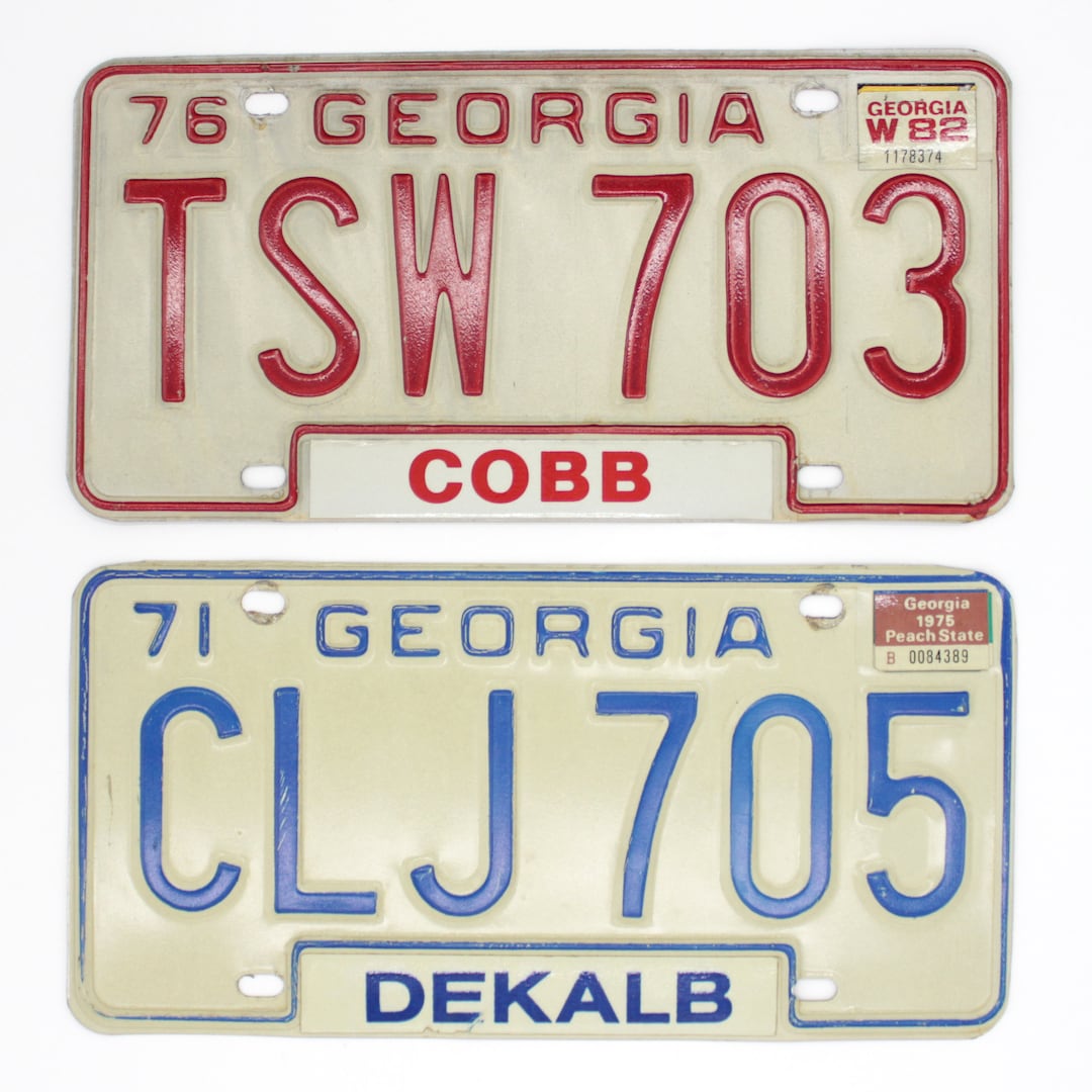 Set of 2 Vintage 1970s Atlanta, Georgia License Plates /// Retro 70s ...