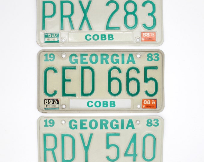 1980s Georgia License Plates, Set of 3 // Vintage 80s Atlanta GA Metal ...
