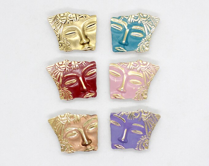 Vintage Set of 6 Face Button Covers /// Retro 1.5" Colorful Metal ...